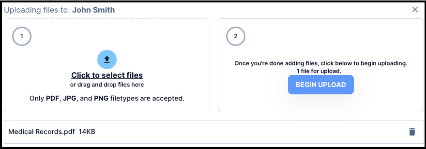 Uploading Documents to Existing Cases – Pattern Data