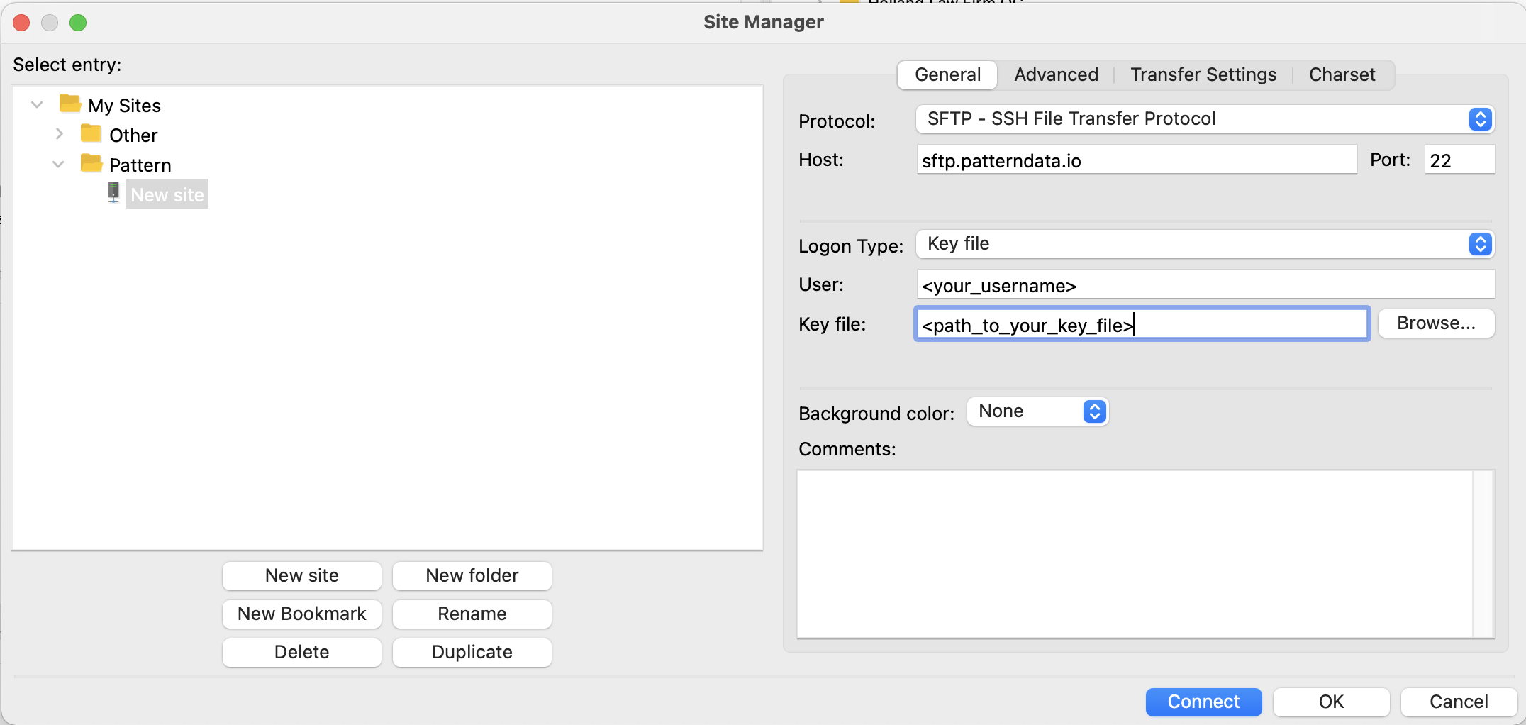 Setting Up the Pattern SFTP – Pattern Data
